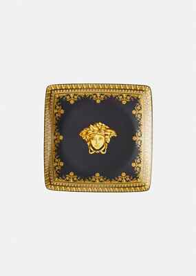 VERSACE BY ROSENTHAL, GERMAN "I LOVE BAROQUE NERO" CANAPE DISH, 4 3/4 ...