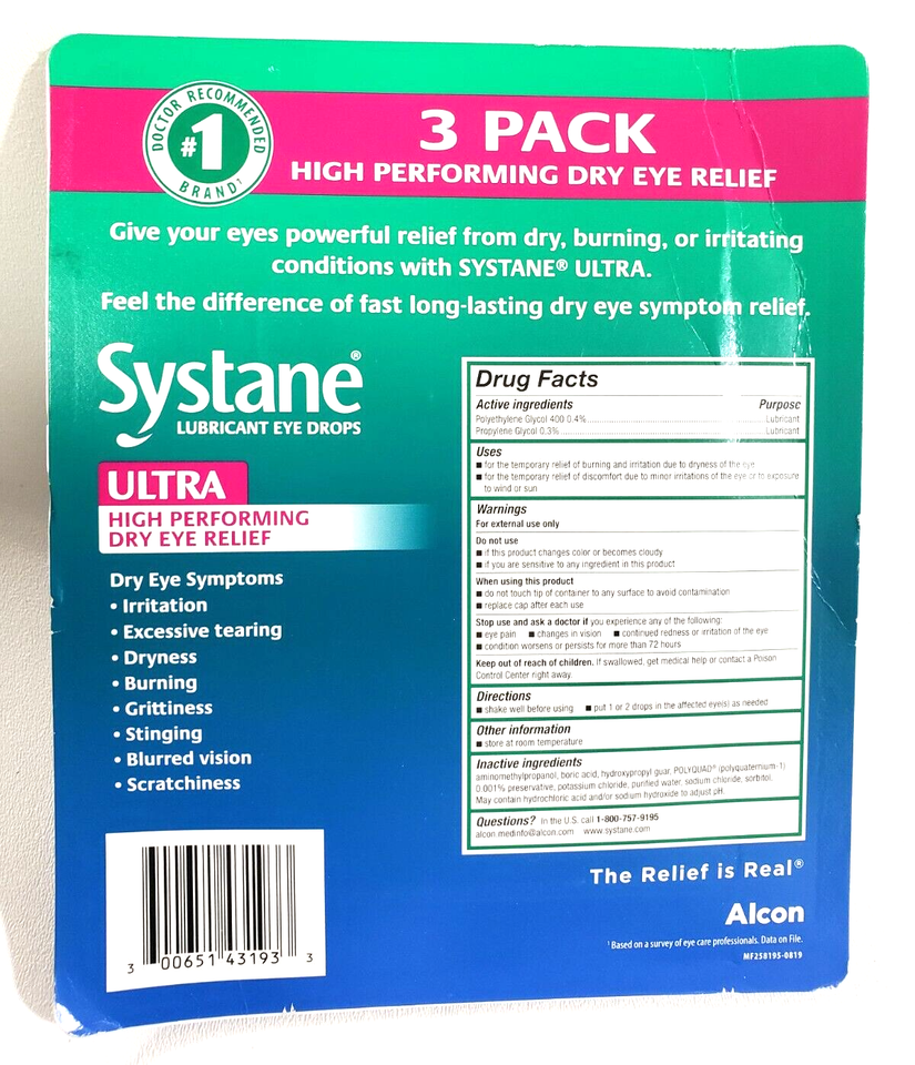 Systane Ultra-lubricant Eye Drops, 3 Packs, 10 mL Per Bottle, EXPIRES ...