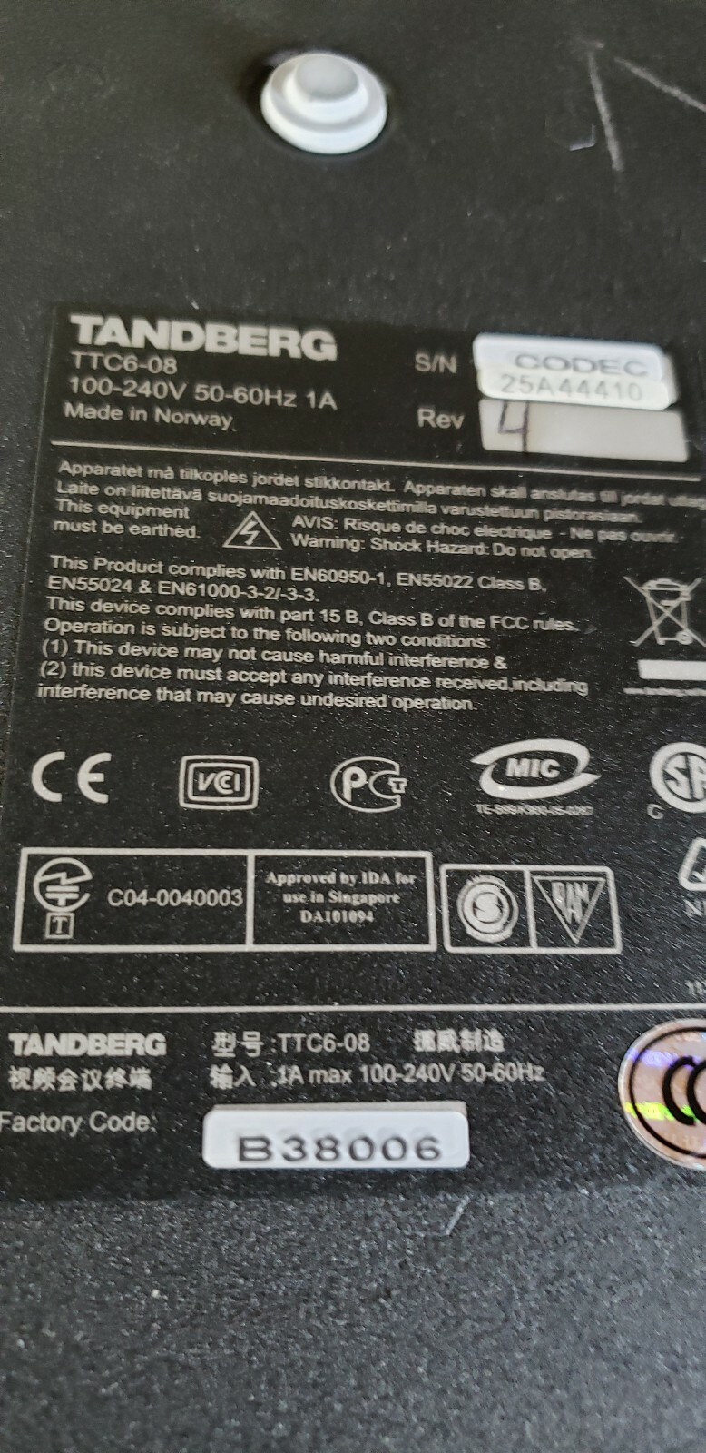 Tandberg TTC6-08 Video Conference System Unit Multi-Media Receiver | eBay