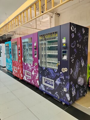 Premium Snack Beverage Vending machine with Card & Bill Reader Blue Red ...