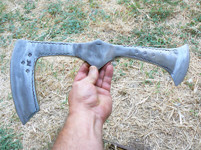 MUSEUM PATTERN HAND FORGED MEDIEVAL BATTLE WAR VIKING DOUBLE BIT ...