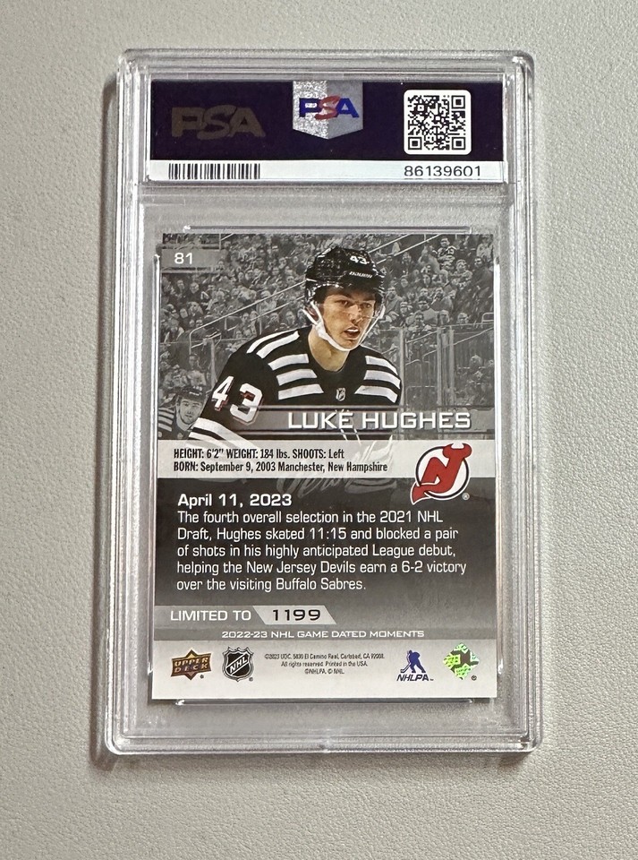 2022-23 Upper Deck Game Dated Moments Debut /1199 RC Luke Hughes #81 ...
