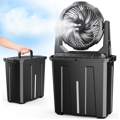 Portable Misting Fan - 9L Bucket, 10-inch Outdoor Fans for Patios ...
