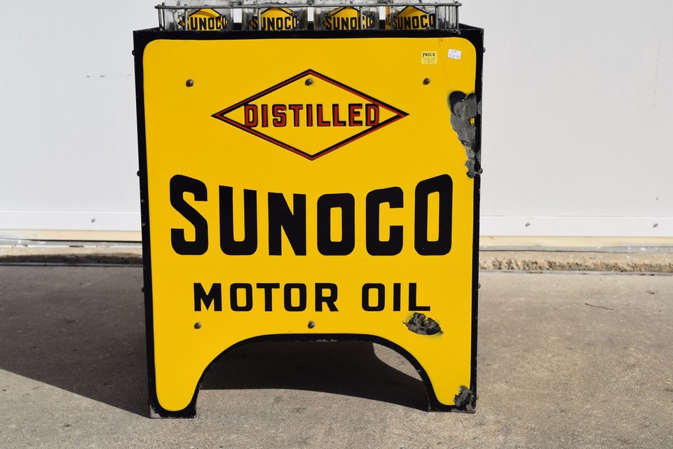 Distilled Sunoco Motor Oil Porcelain Sided Oil Rack Bottles | eBay