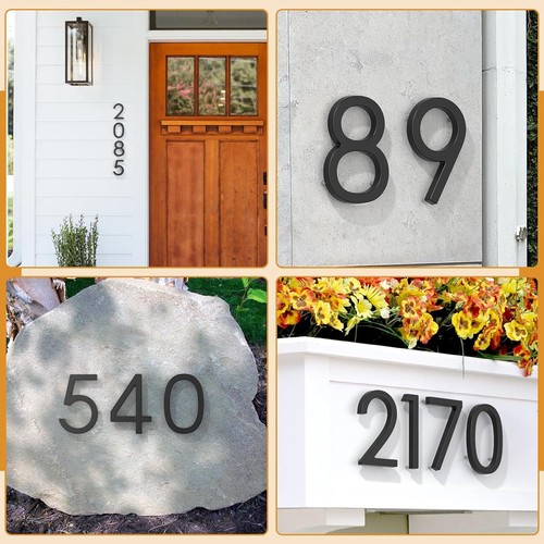 6 Inch Floating House Numbers for Outside, Metal Address Black 00 | eBay