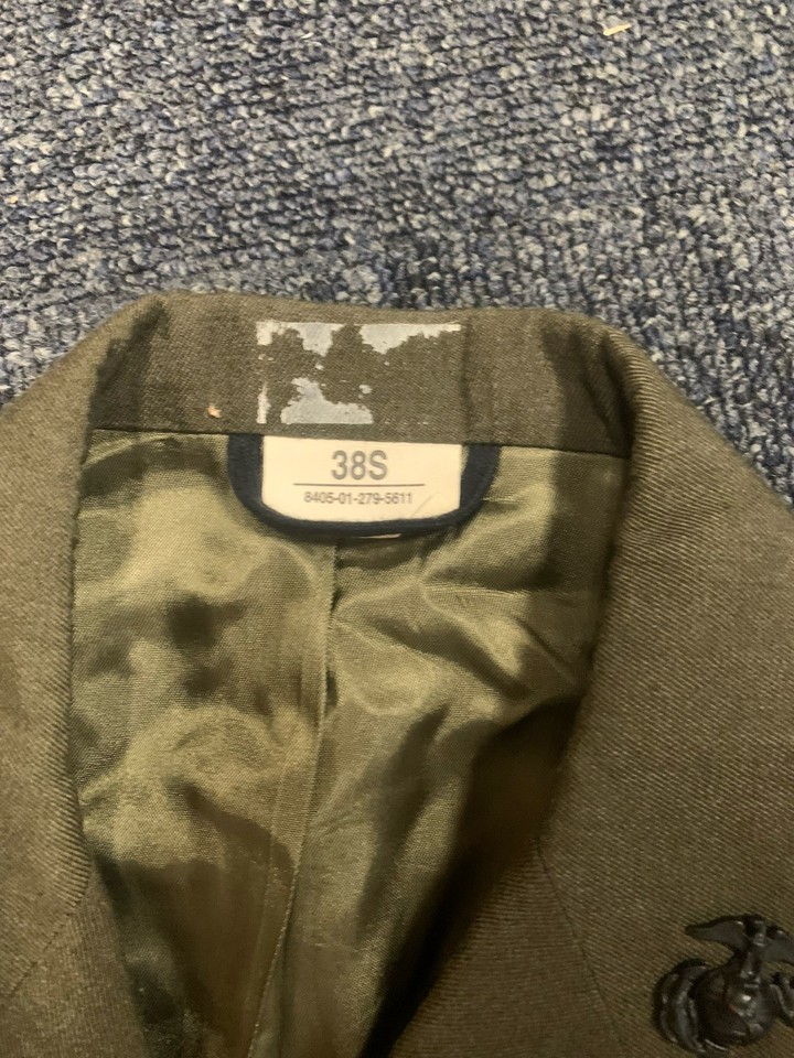 Marine Corps Enlisted Service Alpha Uniform Coat Jacket 38S Green | eBay