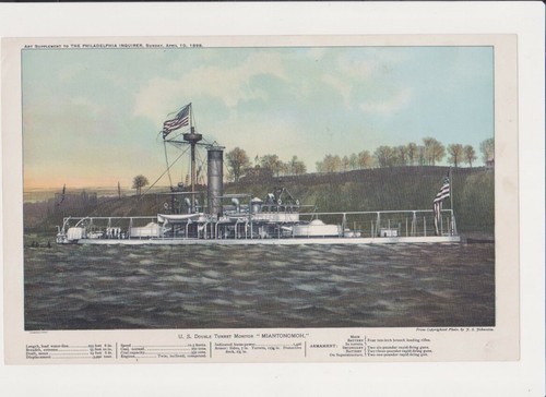 1898 Philadelphia Inquirer Art Supplement Double Turret Monitor ...
