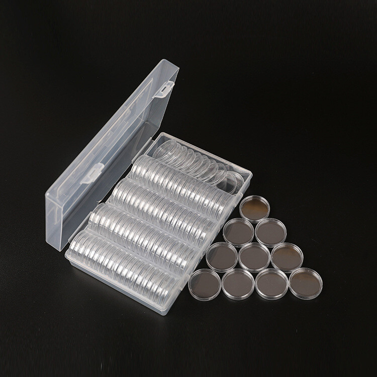 100PCS 30mm Coin Holder Capsules Case Clear Plastic Round Storage ...