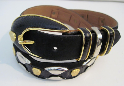 CALE MADE IN SPAIN NUBUCK LIZARD BELT WITH MEDUSA HEAD EMBELLISHMENTS ...