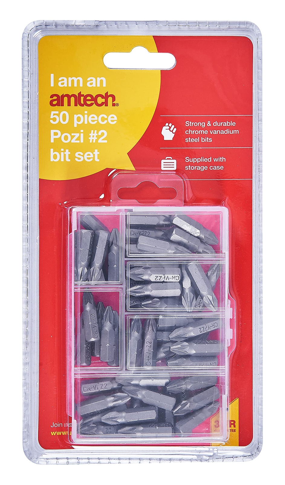 Amtech Number 2 Pozi Drive Bits with Case - 50 Pieces for sale online ...