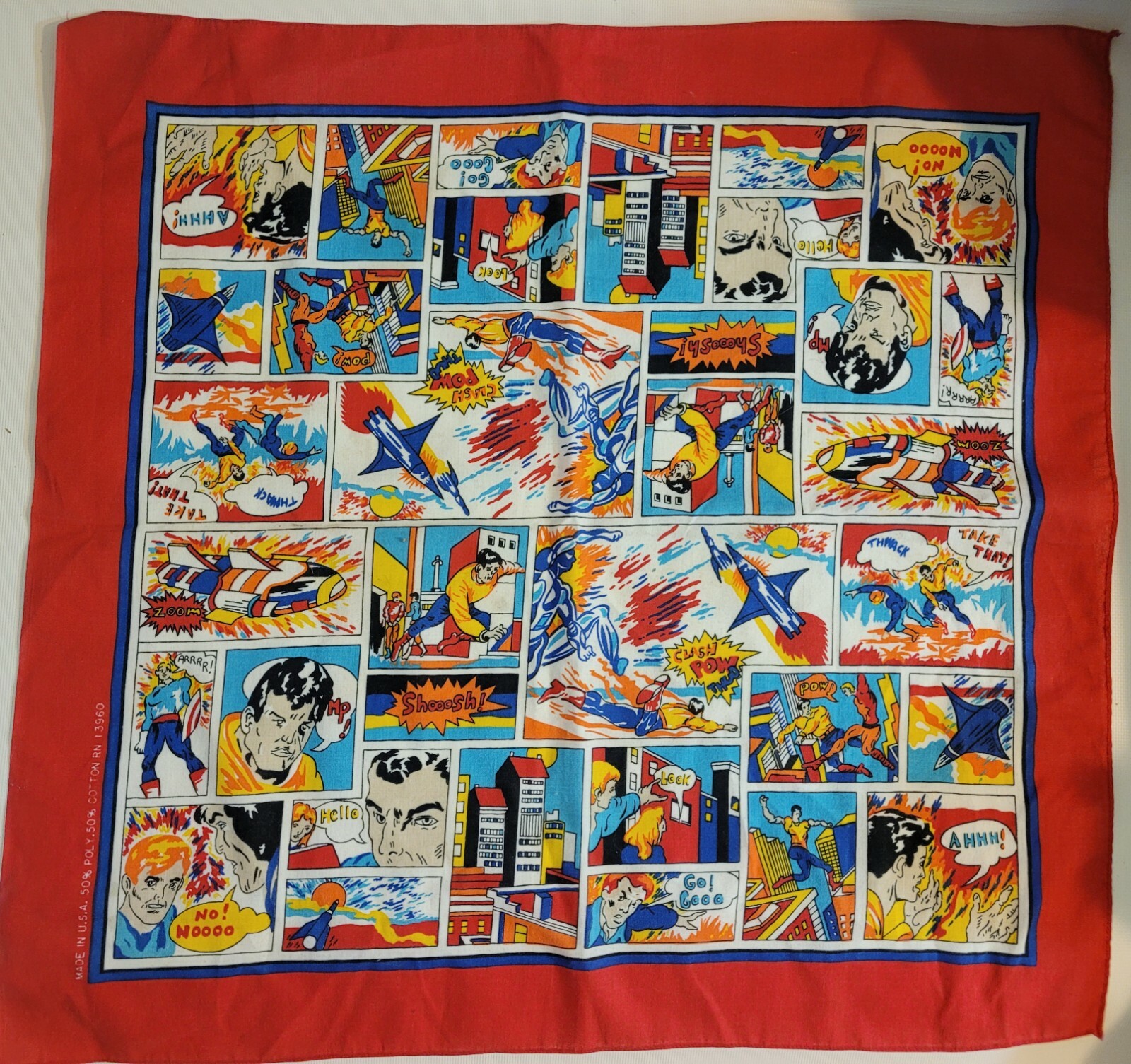 Vintage Pop Art Comic Superhero Bandana ~21"x22"~Mad… - Gem