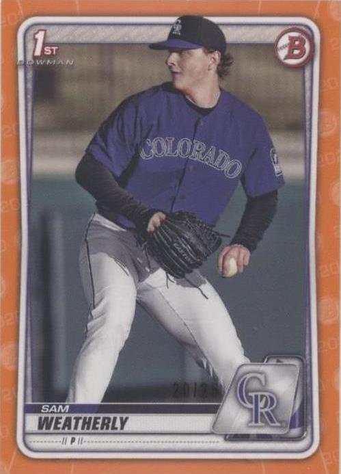 2020 Bowman Draft - Sam Weatherly #BD-109 Orange Border /25 (RC) for ...