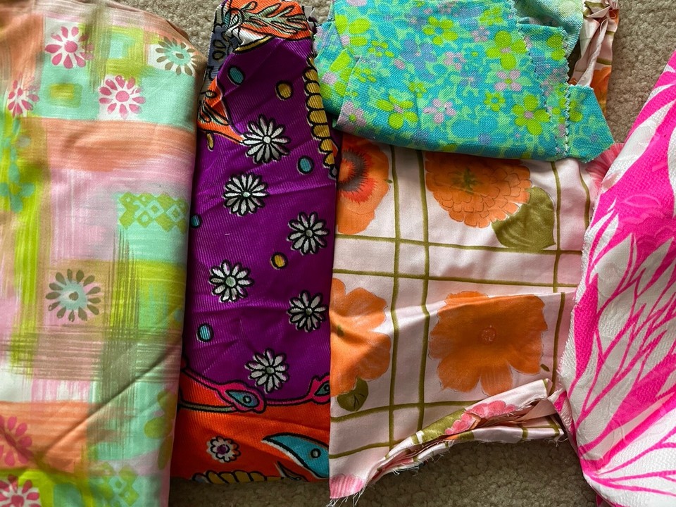 Vintage Fabric Scraps Over 8lbs 60s 70s Huge Variety Colors Patterns ...