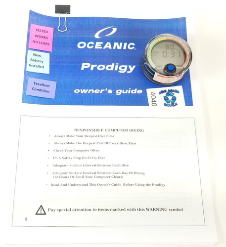 Oceanic Prodigy Scuba Dive Computer Puck Module with Manual #4040 ...