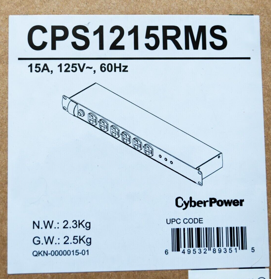 CyberPower CPS1215RMS Rackmount Surge Protector, 120V/15A, 12 Outlets ...