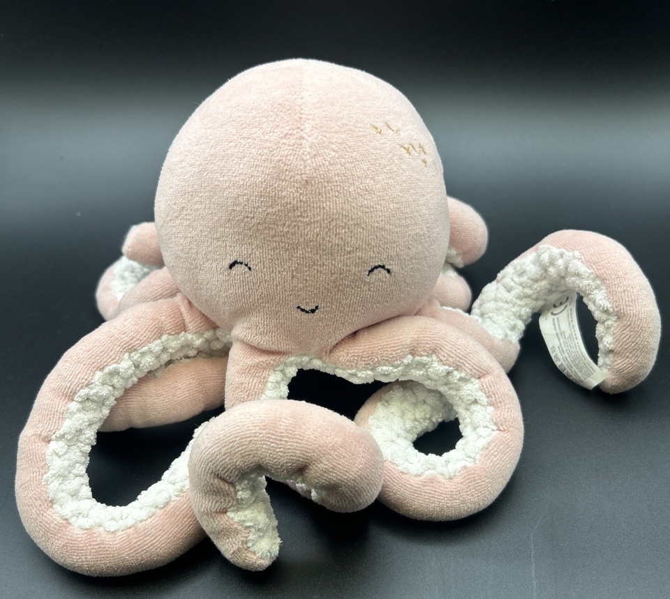 VTG Octopus Plush 9"/ Little Dutch/ Lite Pink and Ivory w Smiling Face ...