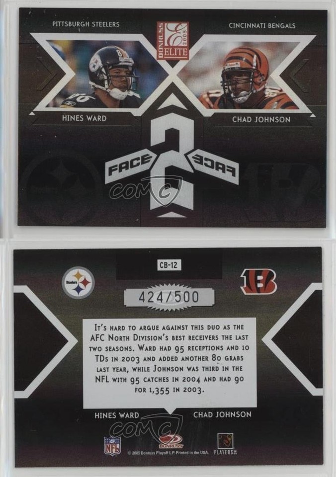 2005 Donruss Elite Face 2 Face Black /500 Hines Ward Chad Johnson #CB ...
