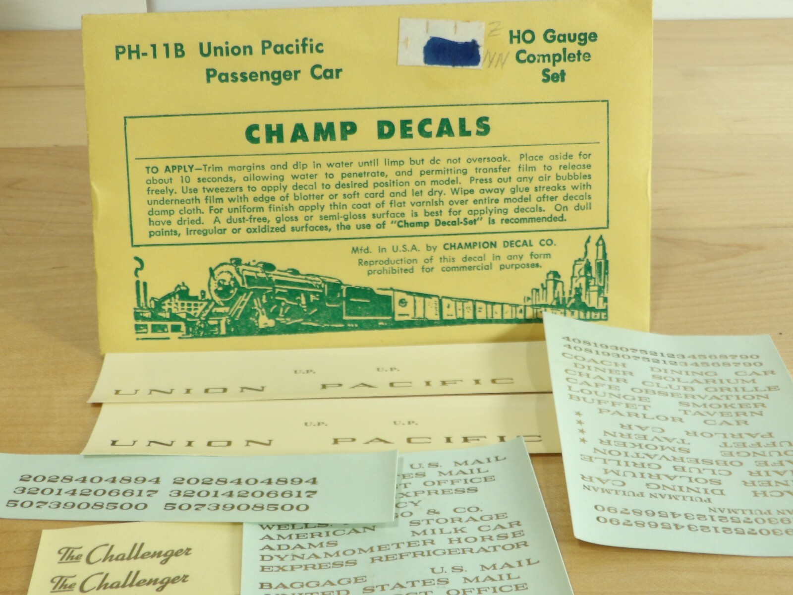 Champ Decals HO PH-11B Union Pacific Passenger Car | eBay