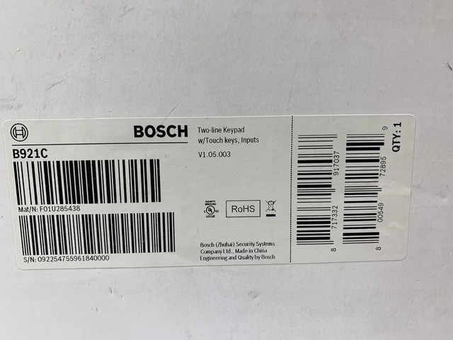 Bosch Security B921C Two Line Capacitive Keypad With Inputs for sale ...