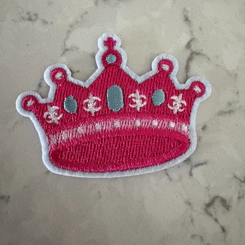 Pink Princess Crown Patch Iron-On Applique Embroidered Sewing & DIY ...