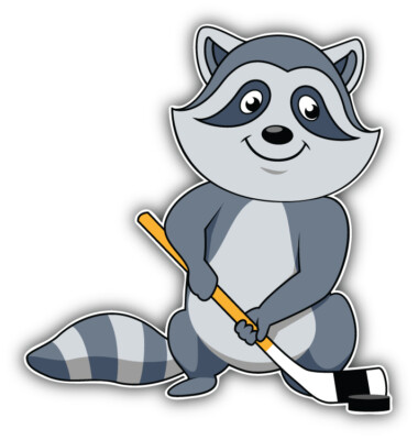 Funny Raccoon Hockey Player Car Bumper Sticker Decal - "SIZES" | eBay