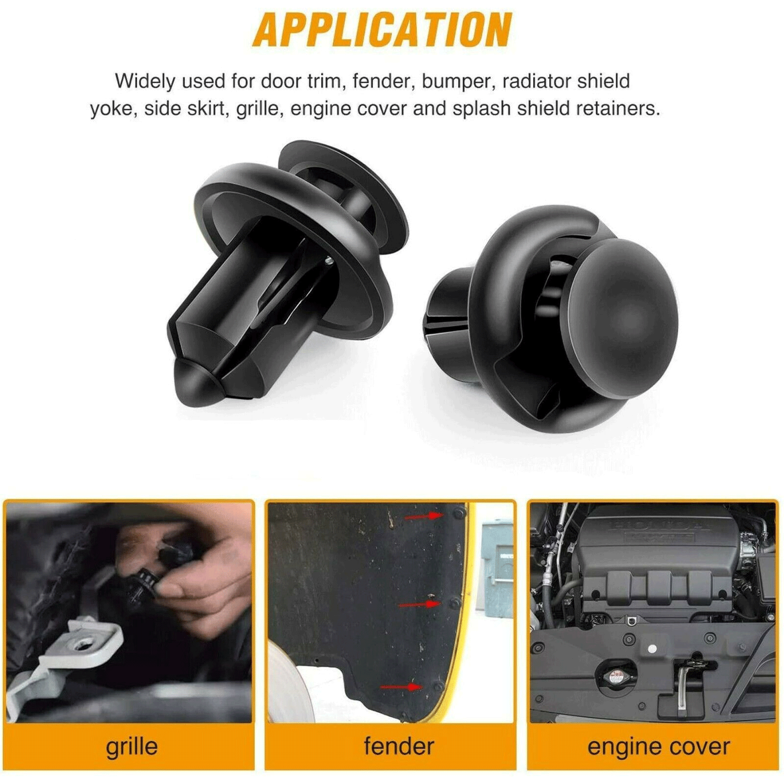 101 Bumper Clips 10mm Hood Fender Rivets Retainer Fasteners for HONDA W ...