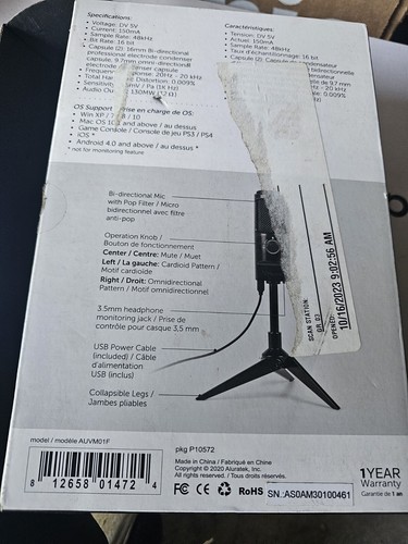 Aluratek USB Omnidirectional Microphone for Laptop, PC, and Mac Rocket ...