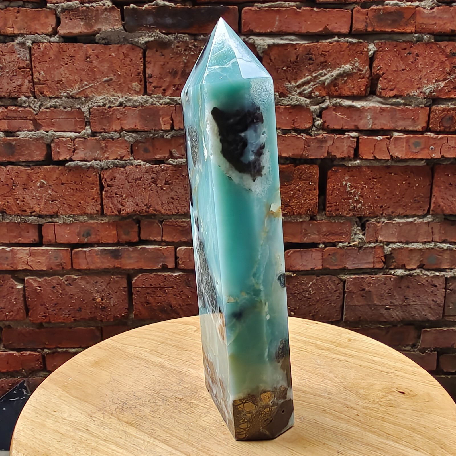 3.09LB Natural Amazon Sky Blue Jade crystal Obelisk Quartz tower point ...