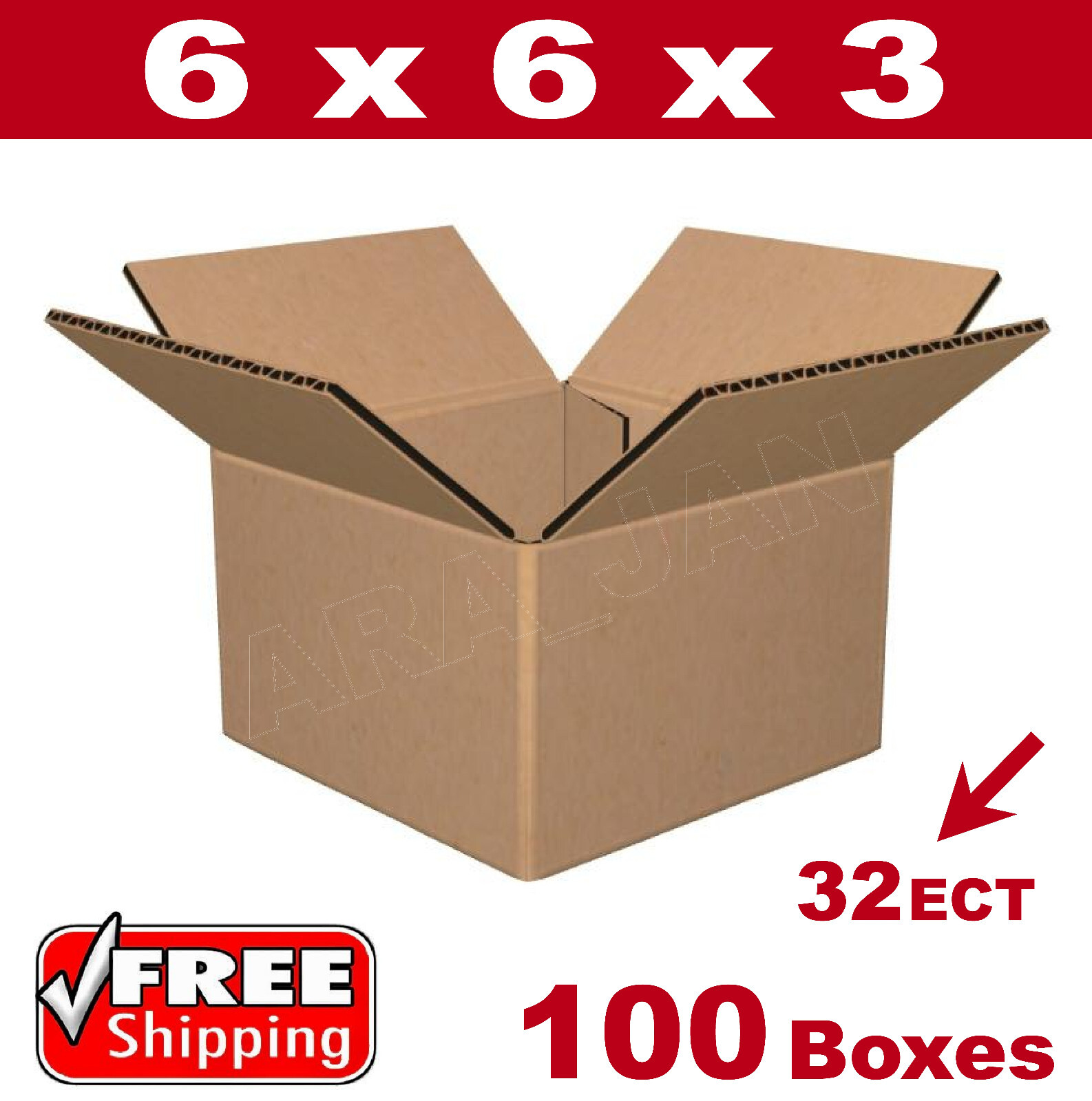 100 - 6x6x3 Cardboard Boxes Mailing Packing Shipping Box 32ECT ...