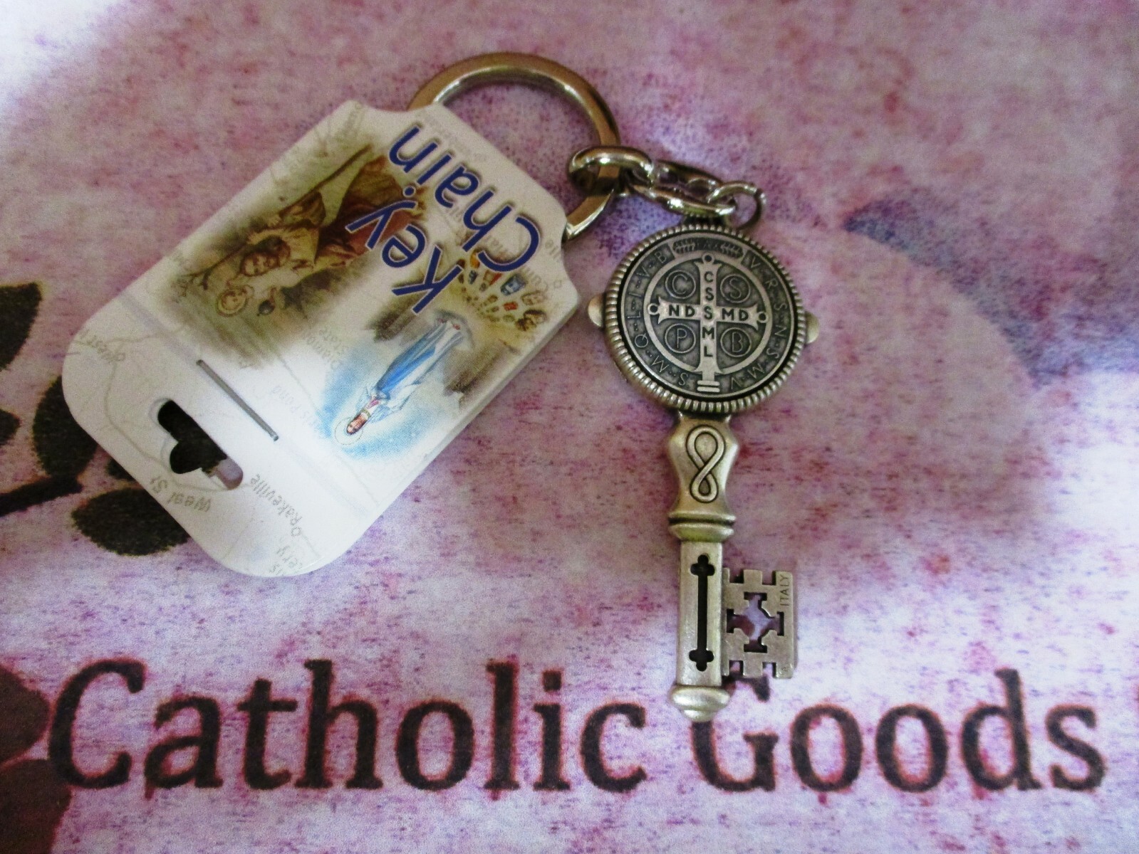 St. Saint Benedict Cross Medal Key Key Chain - Silver Tone 1479-06 | eBay