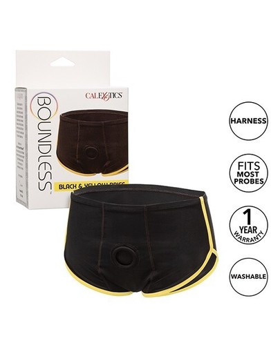 CalExotics Boundless Black & Yellow Strap On Harness Brief - Plus Size ...