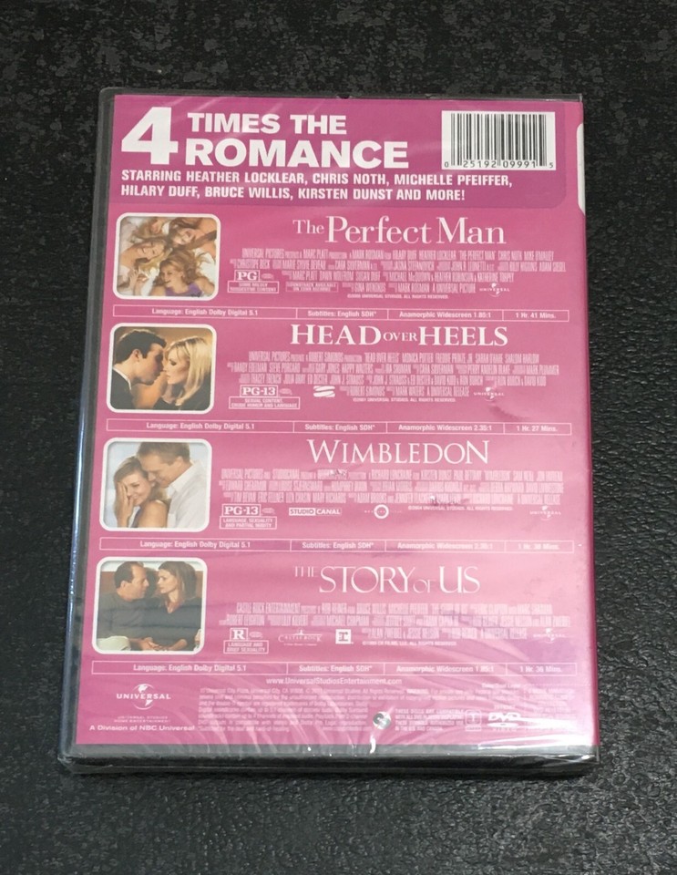 4 Movie Marathon DVD The Perfect Man/Head Over Heels/Wimbledon/Story of ...