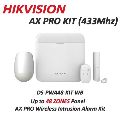 Hikvision DS-PWA48-KIT-WB AX PRO 48 Zones Panel Wireless Alarm System ...