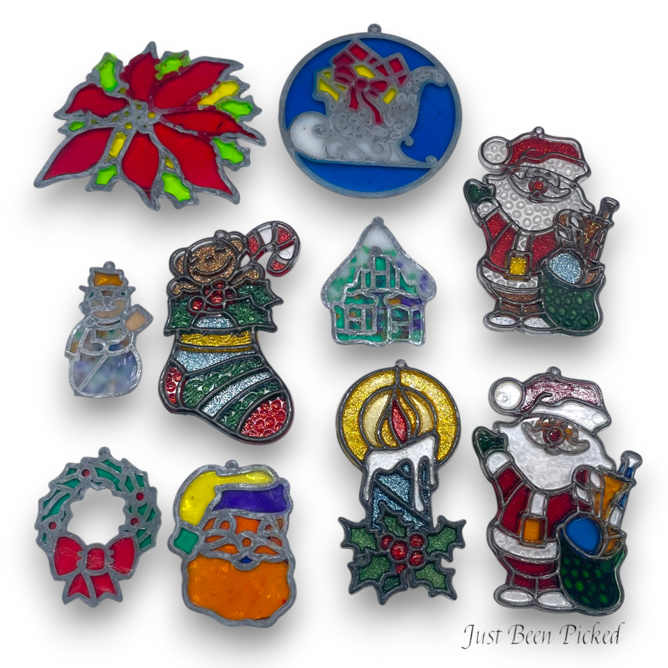 10 Vintage Plastic Ornaments Stained Glass Pellet Bead Melt | eBay