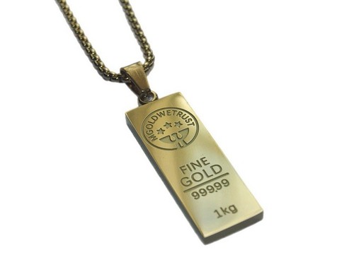 9ct Yellow Gold Bullion Pendant Necklace Chain For Men Gypsy Belcher ...