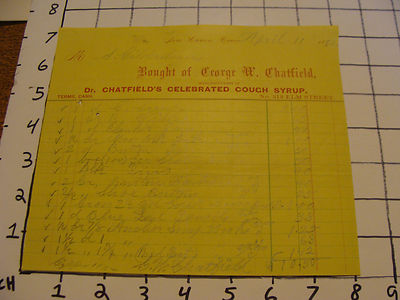 Original Vintage Letterhead: 1892; Dr. George Chatfield's Celebrated ...