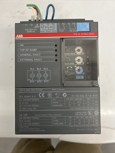 ABB Soft Start Motor Controller~TYPE PSS 110-120V FLA22/34 MODEL PS S ...