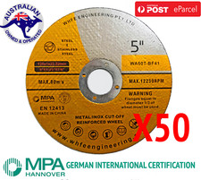 WHFE ENGINEERING PTY 5 inch 125mm x 1mm Cutting Disc - 100 Count for ...