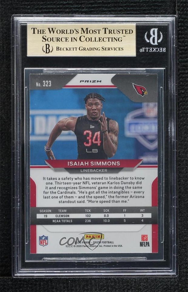 2020 Prizm Black & White Checker Isaiah Simmons #323 BGS 9.5 GEM MINT ...