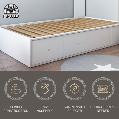 Hercules Heavy-Duty Solid Pine Wood Bed Slats Bunkie Board, Queen Size ...