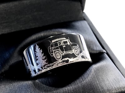 Jeep Track Car Pattern Engraved Ring, Mens Engagement Ring, Mens ...