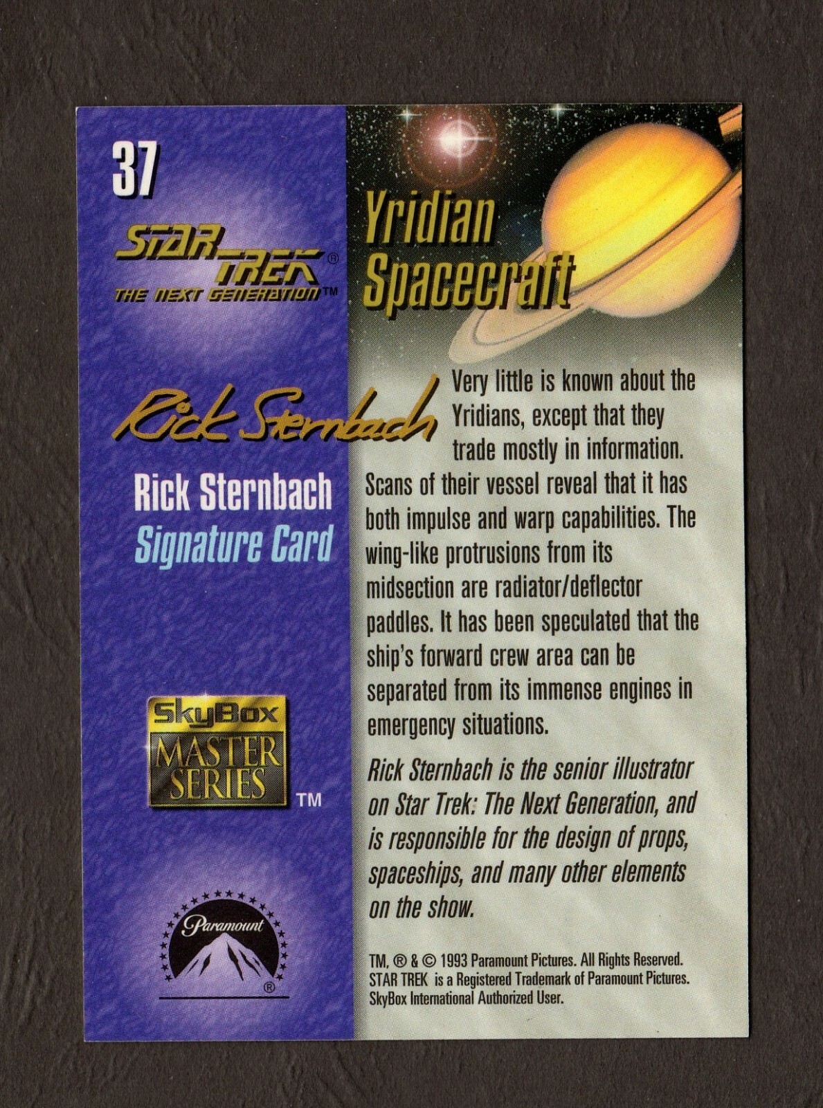 1993 SkyBox Master Series Star Trek Trading Card #37 - Yridian ...