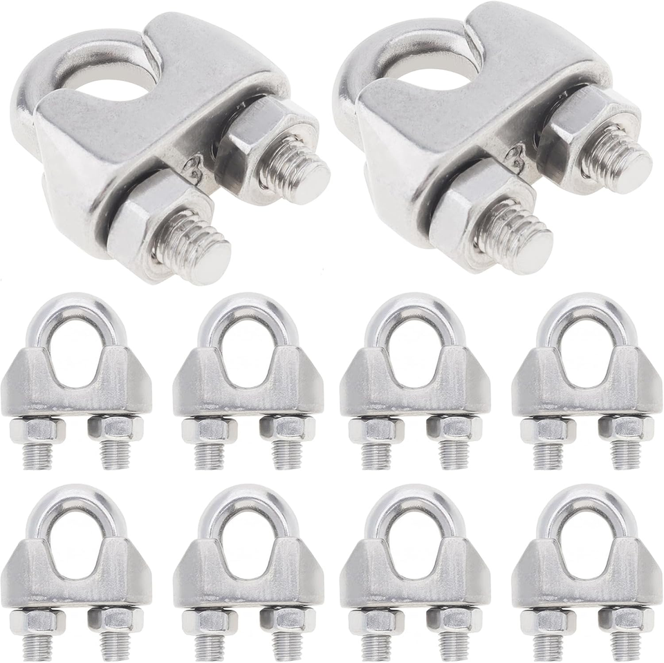 10 Pcs Wire Rope Clamp M6, PNXKTXO 1/4" Cable Clamps, 304 Stainless ...