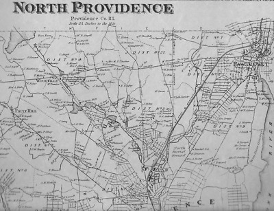 North Providence RI 1870 Maps with Homeowners Names Shown | eBay