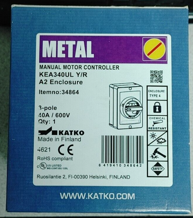 ALTECH CORP KEA340UL MANUAL MOTOR CONTROLLER 40A 600V NEW!! QUANTITY ...