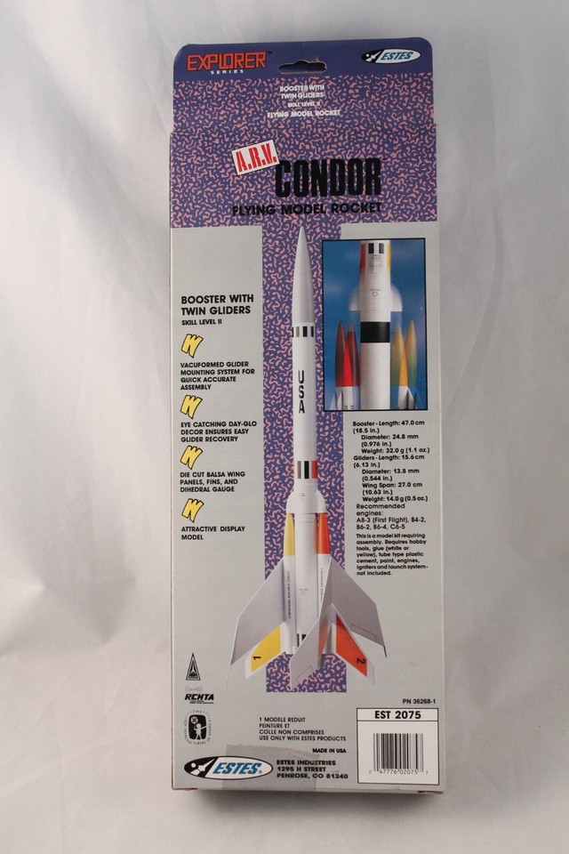 Estes Flying Model Rocket A.R.V. Condor Booster w/ Twin Gliders Level ...