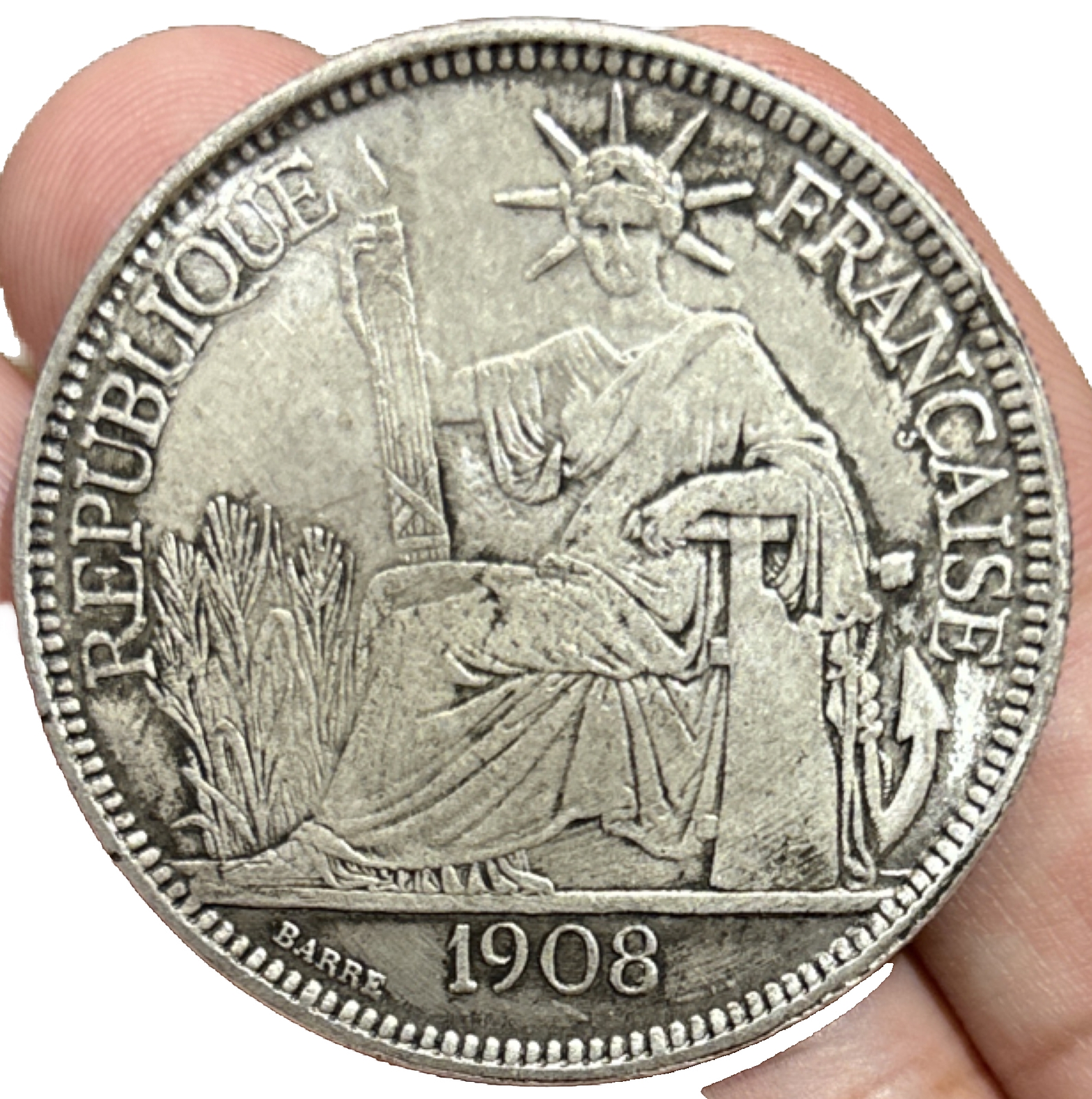 republique francaise coin piastre de commerce 1908 | eBay