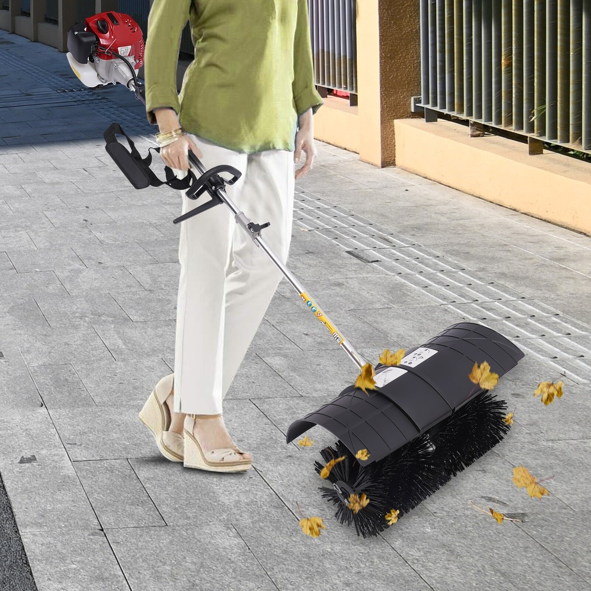 Gas Powered Lawn Sweeper Broom 52cc GAS POWER HAND HELD WALK BEHIND