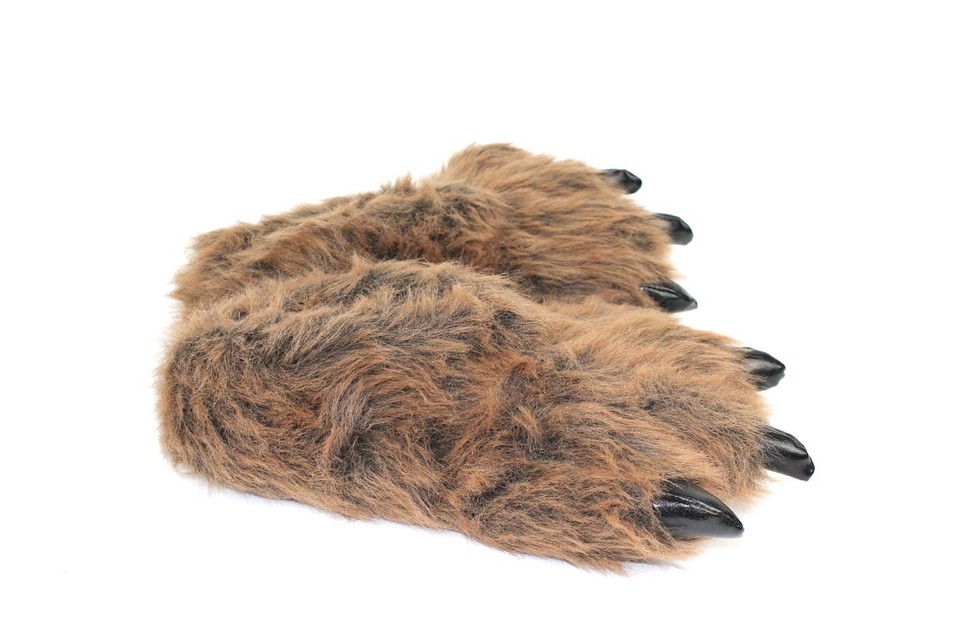 Grizzly Bear Paw Slippers - Furry Animal Feet Claw Slippers for Men and ...
