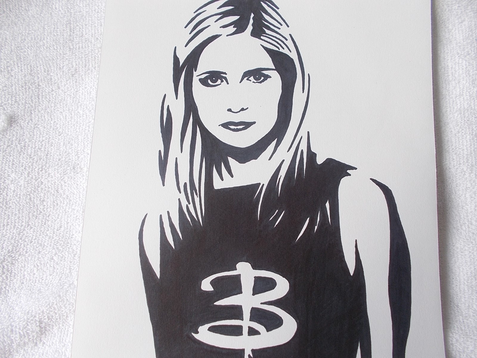 A4 Art Marker Pen Sketch Drawing Sarah Michelle Gellar Buffy Vampire ...
